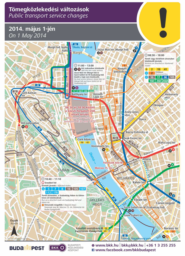 Budapest portál | Sok budapesti autóbusz- és villamosjárat útvonala módosul a május elsejei ...